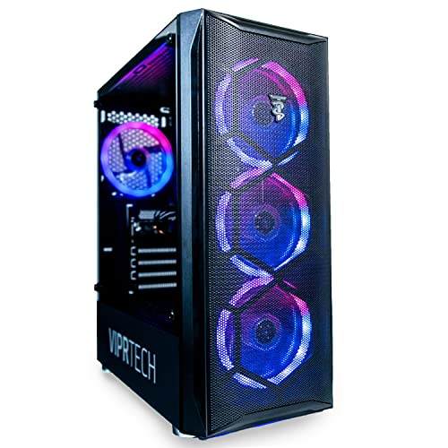 ViprTech Mutineer Gaming PC Desktop - Intel Core i7 (3.8GHz), GeForce GTX 1660 Super 6GB, 16GB RAM, 512GB NVMe SSD, RGB Keyboard Mouse Mousepad, WiFi, Bluetooth, Win 10 Pro, Streaming, Editing, Black