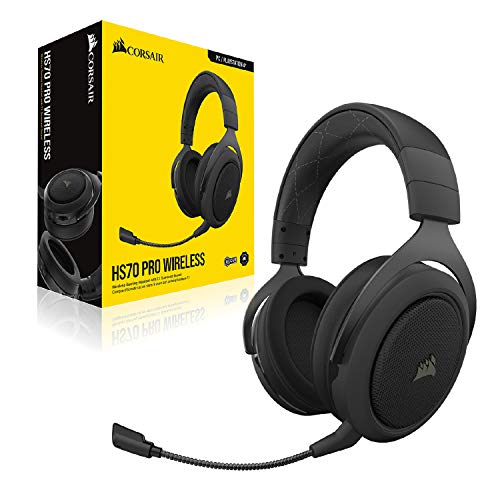 Corsair HS70 Pro Wireless Gaming Headset - 7.1 Surround Sound Headphones for PC - Discord Certified - 50mm Drivers – Carbon (Renewed)