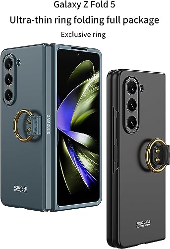 TECHY for Galaxy Z Fold 5 Case with Ring Ultra Thin Matte PC Protective Cover for Samsung Galaxy Z Fold 5 2023, Grey