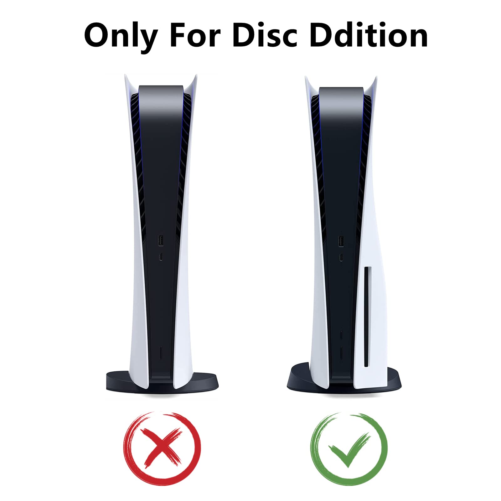 Face Plates with RGB LED Light Strip and Cooling Vents for PS5 Disc Edition, Cover Shell Faceplates for PlayStation 5 Console Replacement Panel, 400+ Effects Light (Black)