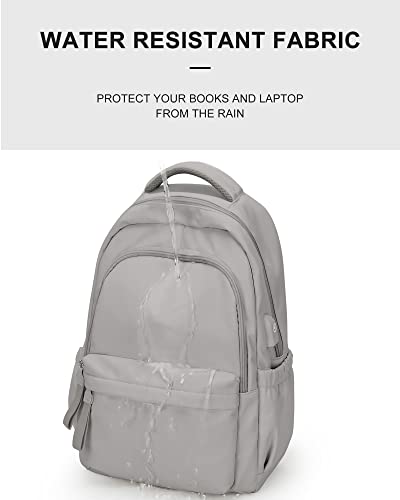 Small Backpack For School Girls Boys Aesthetic Lightweight Travel Daypack Simple Cute Backpack For Women Men Waterproof College High School Bookbag Fit 14 Inch Laptop With USB charging port,Rrey Brown