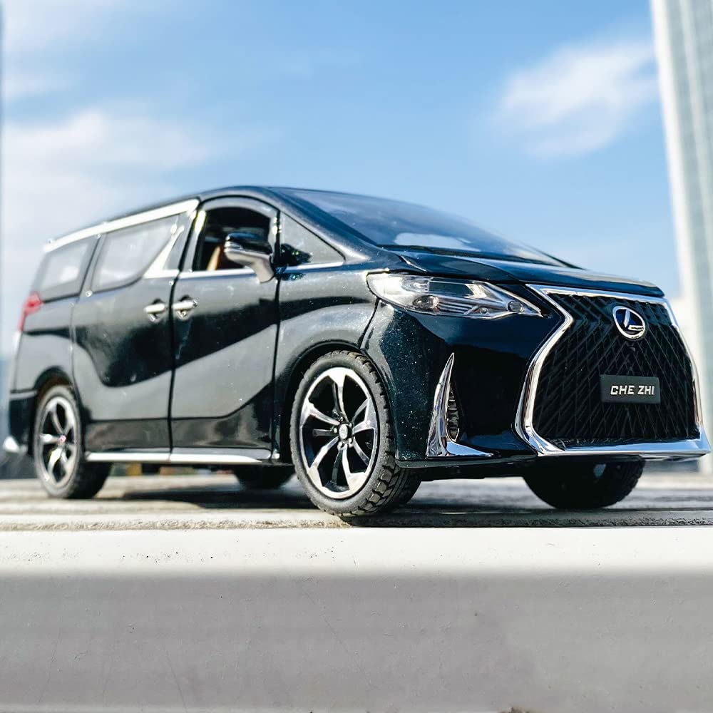 WAKAKAC Model Car 1/24 Lexus LM300 Alloy Pull Back Metal Collectible Toy Car with Light and Sound Toy Vehicle Door Can be Opened, Gift Black.