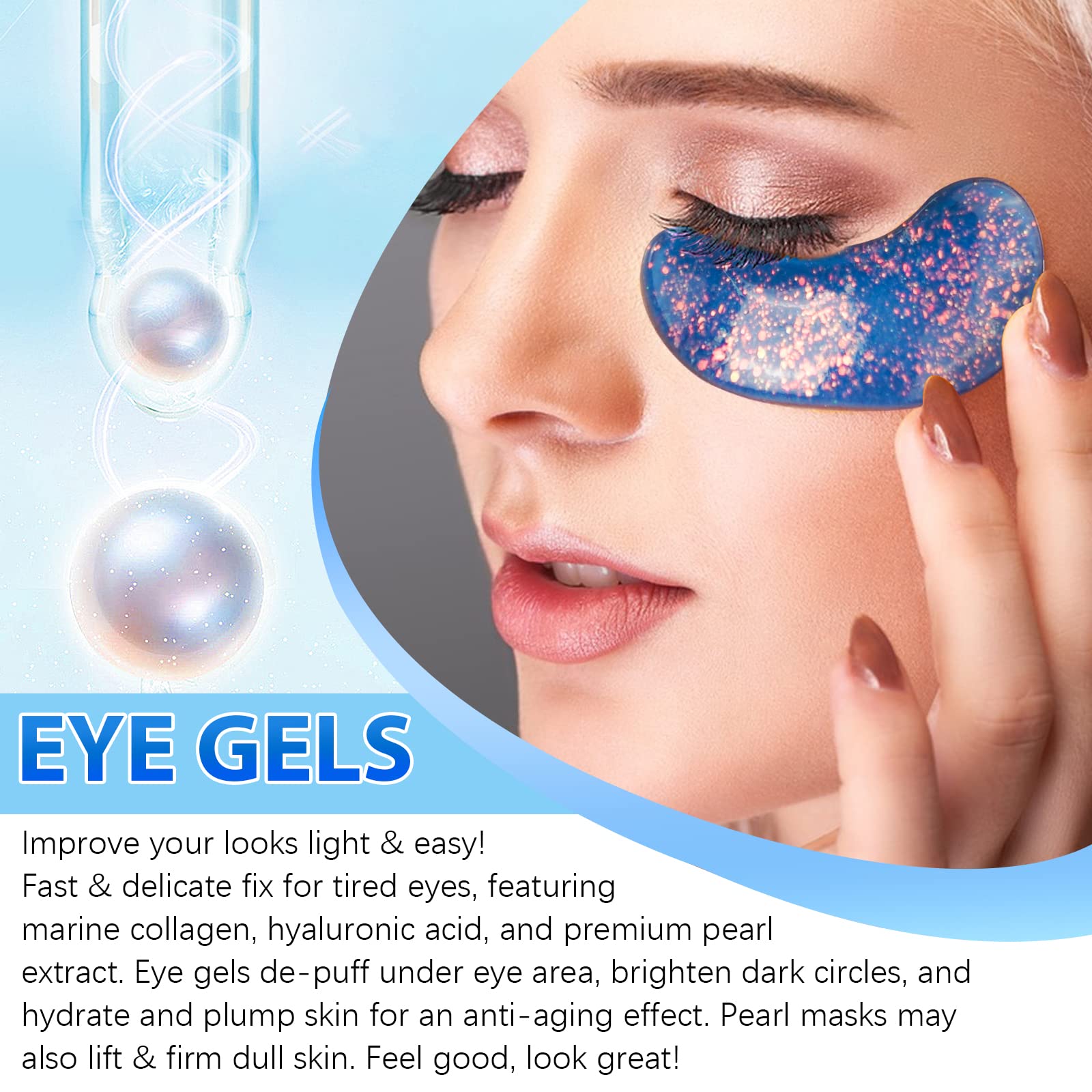 FRDUGA Marine Collagen Eye Masks, 12 Pairs - Anti-Aging, Dark Circle, Moisturizing, Puffiness, Wrinkles