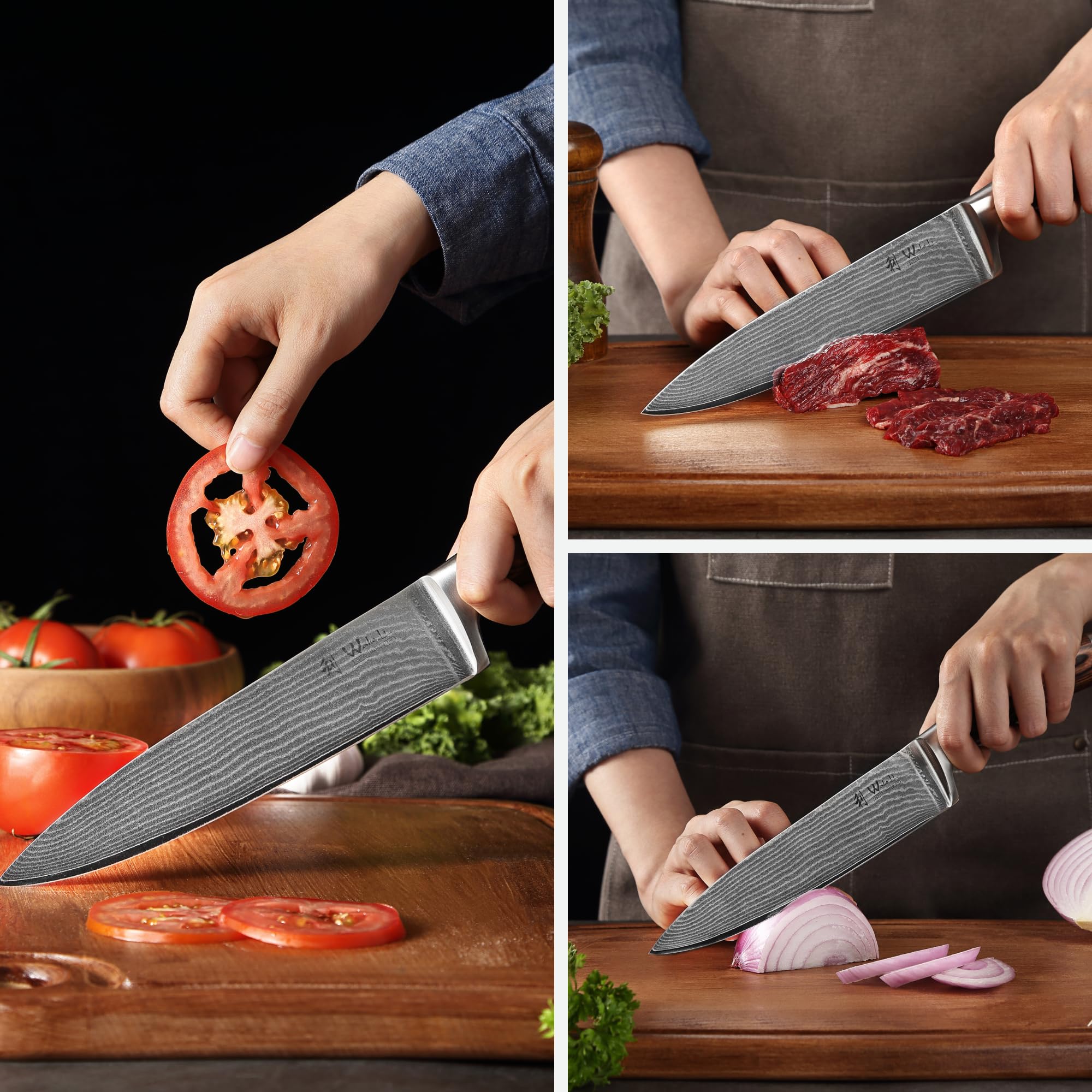 Wakoli Damascus Kitchen Knife Set, 6 Pieces Professional Chef Knife Set made from 67 Layers of Damascus Steel with VG10 Core, Knives Set for Kitchen with Pakkawood Handles in Gift Box (EDIB 6-pcs)