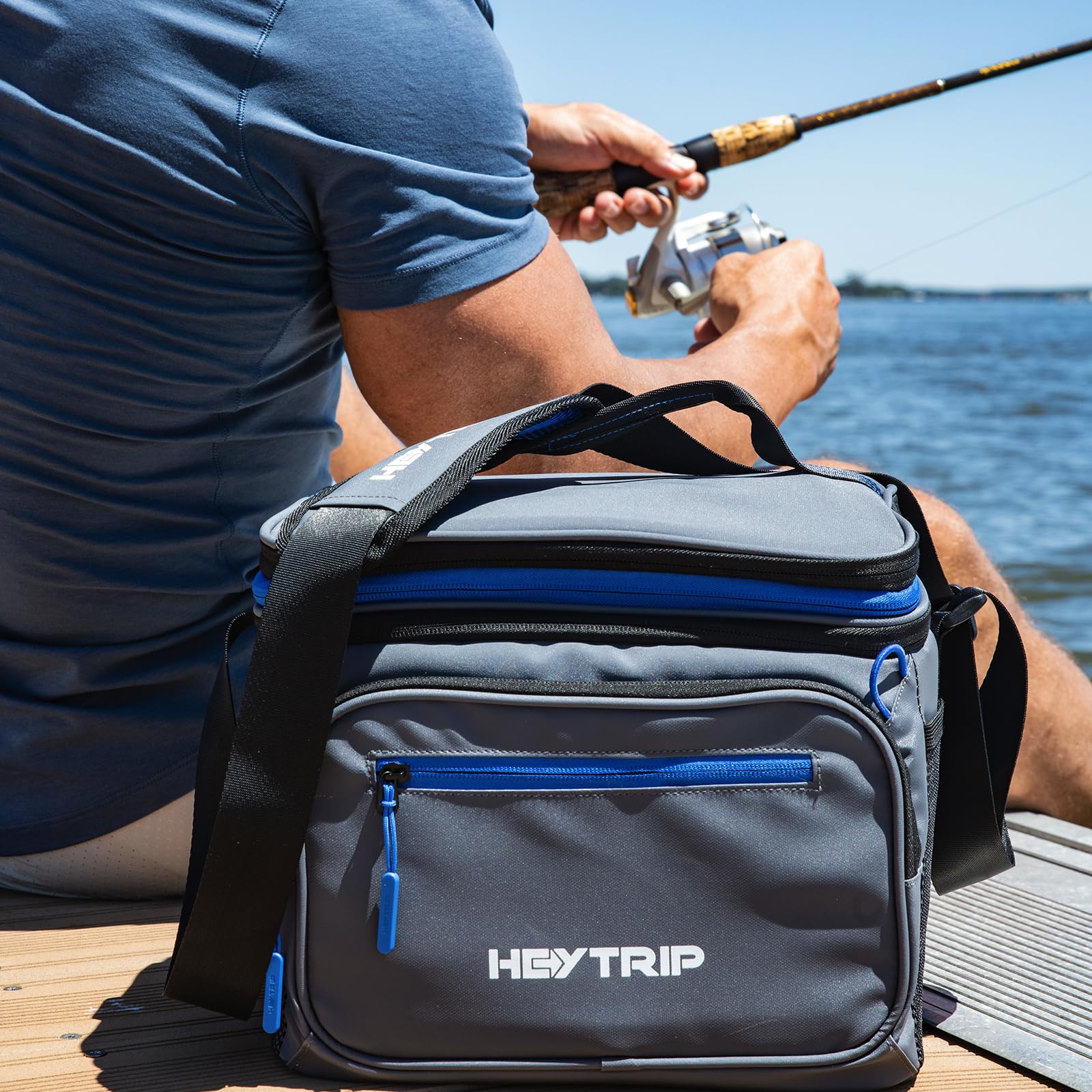 HEYTRIP Expandable Insulated Lunch Box 24 Can Double Deck Cooler Bags Leakproof Lunch Bag for Man Large Lunch Cooler for Camping Travel Picnic(Grey)