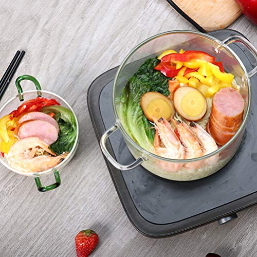 DOITOOL Glass Pots for Cooking On Stove Clear Heating Salad Fruit Serving Bowl Microwave Safe Home Kitchen Porridge Soup Noodles Food Storage (1350ml)
