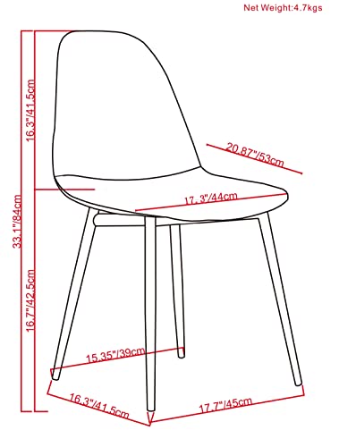 SIMPLIHOME Alpine Mid Century Modern Dining Chair (Set of 2) in Rose Velvet Fabric, For the Dining Room