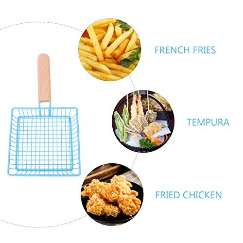 frying Storage Basket Snacks Deep Chicken Presentation Culinary Wire Mini Restaurant Container Rectangular Handle Fried Fruit with Chips Skimmer Stainless Frying Serving Square Fry Mesh basket ( Color