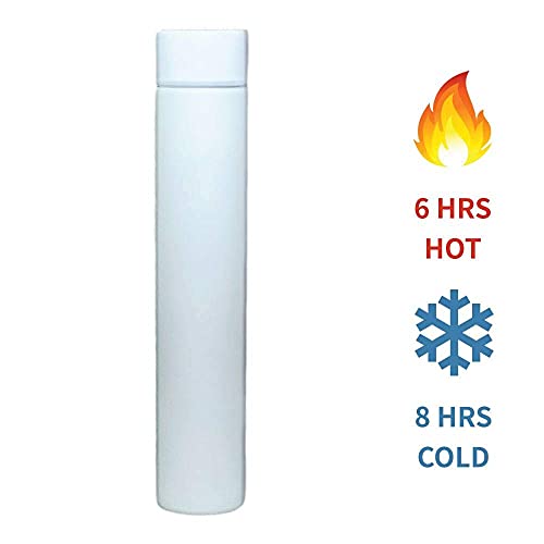 Insulated Water Bottle, 18/8 (304) Stainless Steel, Super Slim Skinny Mini, Portable, Leak Proof, 8oz, White11