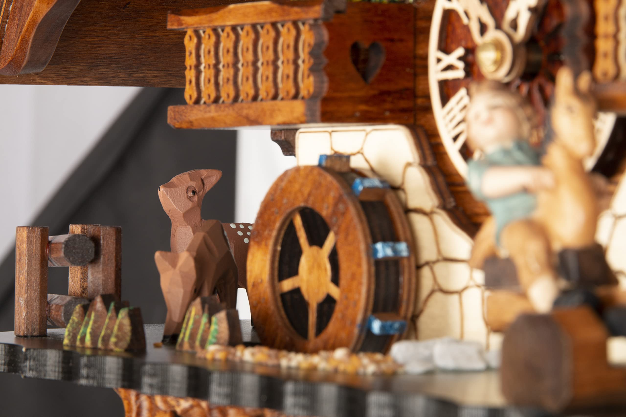 Cuckoo-Palace Large German Cuckoo Clock - The Seesaw Mill Chalet with Quartz Movement with Moving Seesaw - Black Forest Clock