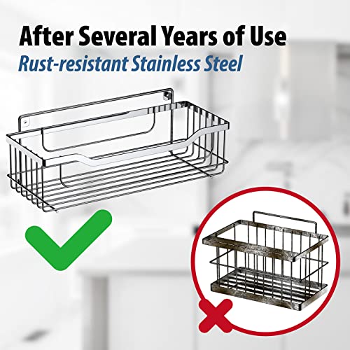 Temste Shower Caddy, Rustproof Shower Organizer with Phone Holder, Stainless Steel Shower Shelf for Inside Shower with Adhesive Hooks, Bathroom Organizer Shower Storage - 2 Pack