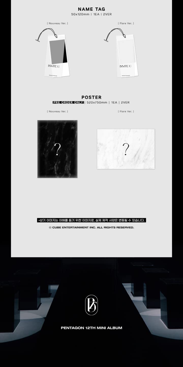 Pentagon in:Vite U 12th Mini Album Flare Version CD+96p Booklet+1p Lyric Paper+1p PhotoCard+1p Selfie PhotoCard+1ea Name Tag+Tracking Kpop Sealed