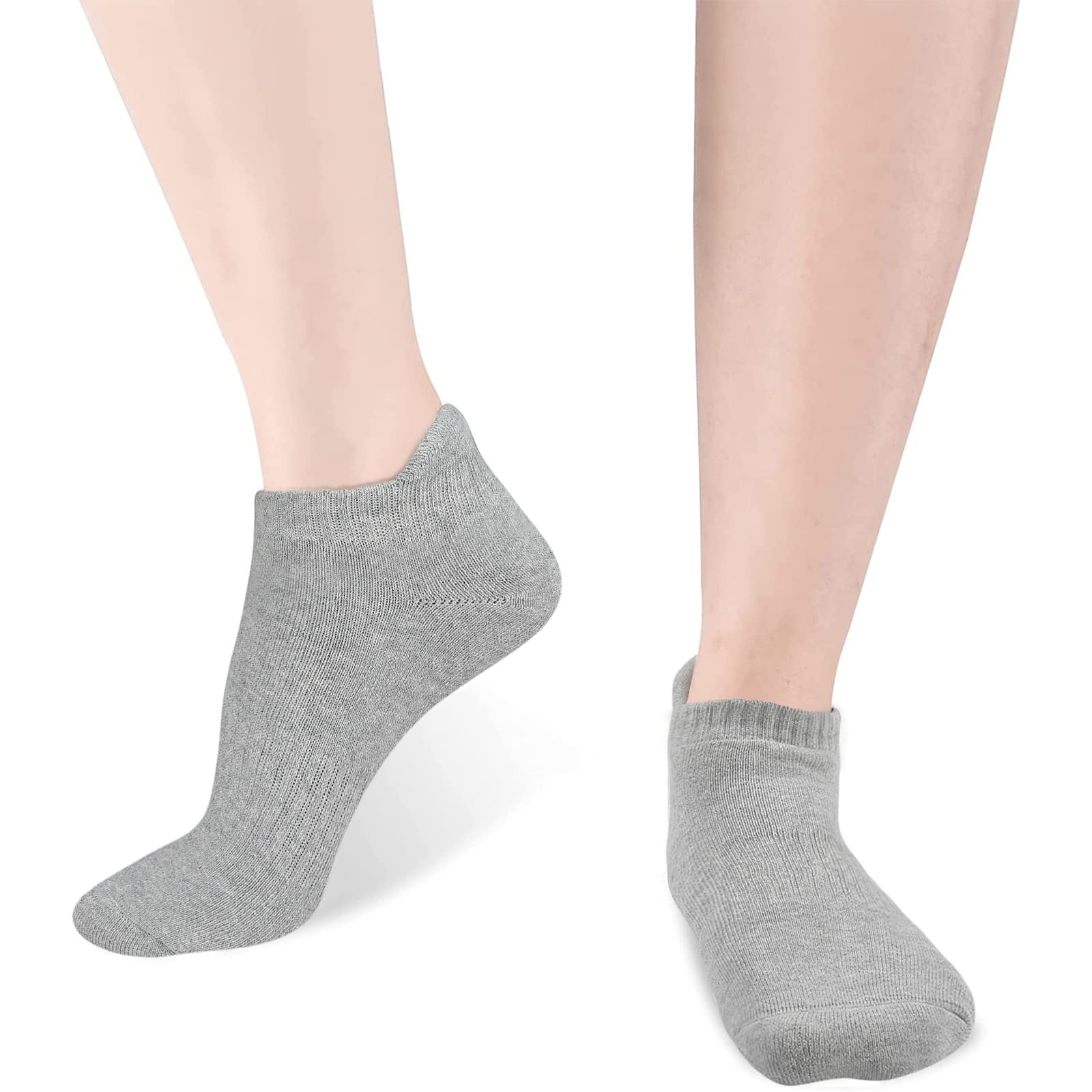 COZYOFFI 5 Pairs Ankle Socks for Women and Men Thick Cushion Athletic Running Low Cut Socks With Tab (Small, C03-Gray)