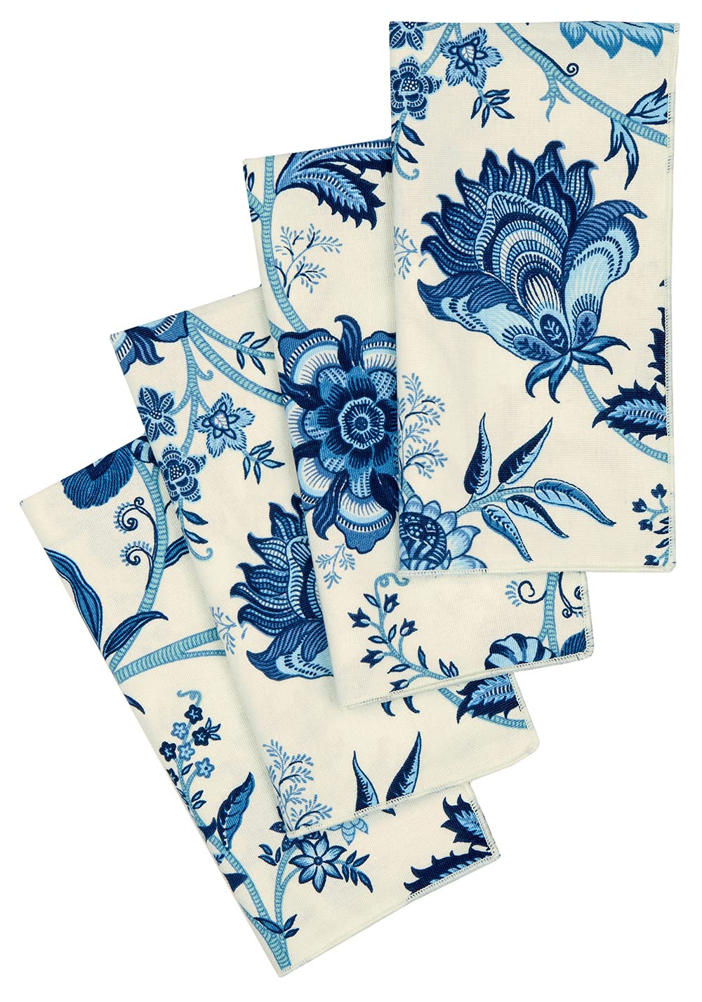 Decorative Things Cloth Napkins Set of 4 Cotton Table Linen Napkins Dinner 18" Backyard Beach Wedding Table Décor Pool Party Blue, Off White USA Made