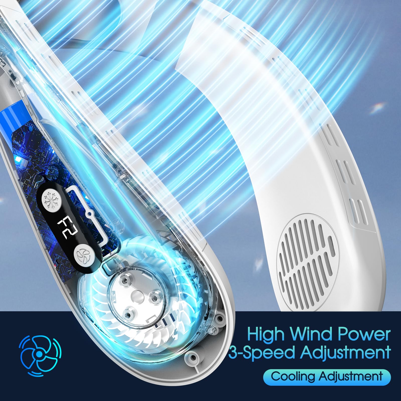 FAMOTANSIA Neck Fan with Cooling Plate|Neck Air Conditioner|4400mAh Rechargeable Battery Operated|Cooling Neck Fan for Women and Men(White)