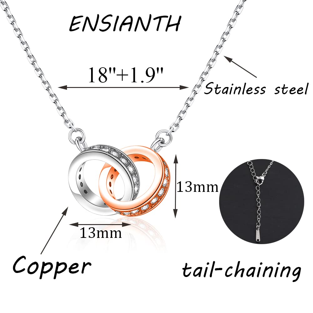 ENSIANTH Baptism Gift Thank you gift Shower Hostess Gift Baptism Gift Interlocking Circle Necklace Newborn Gift (Shower NE)