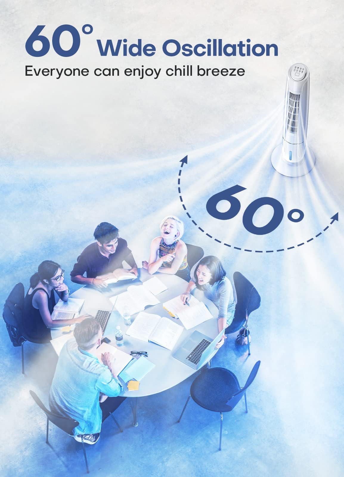 FANCOLE 43-INCH Evaporative Air Cooler, Portable Air Conditioners w/Cool Mode & 3 Speeds, 12H Timer for Auto-Off & Remote, 1 Gallon Water Tank, Wider Oscillating, Air Cooler for Room Bedroom Office