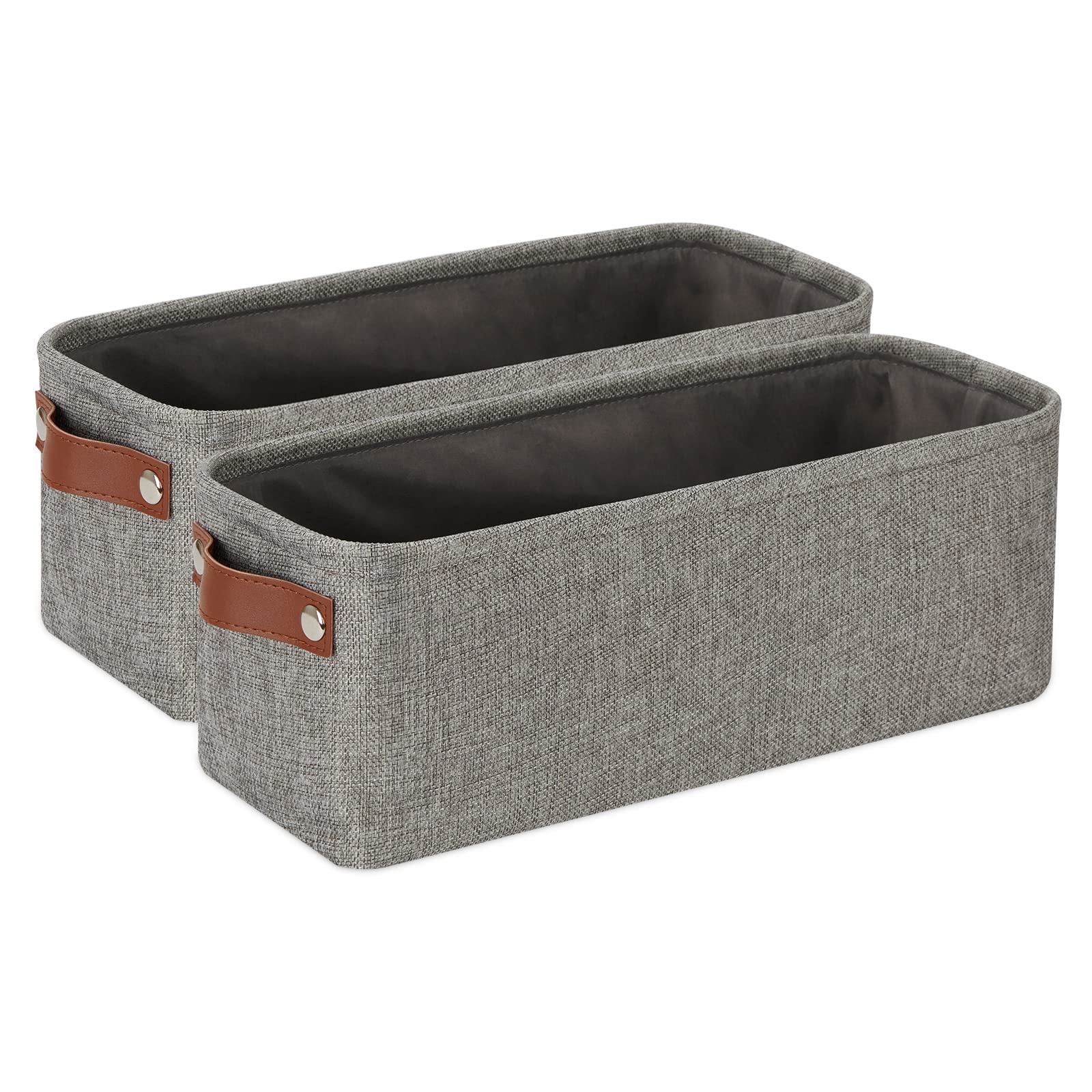 DULLEMELO Collapsible Bundle Baskets 2 Narrow Baskets 15"x6"x5.5" + 4 Cube Baskets 13"x13"x13"(Grey)