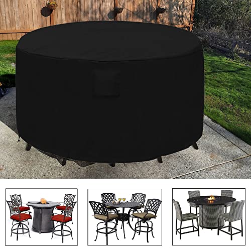 Izzybang Bar Height Firepit Patio Dining Sets Cover Heavy Duty Waterproof 74 Inch Tall Round Patio Bar Height Table and Chair Set Covers, 74" Diameter x 44" H