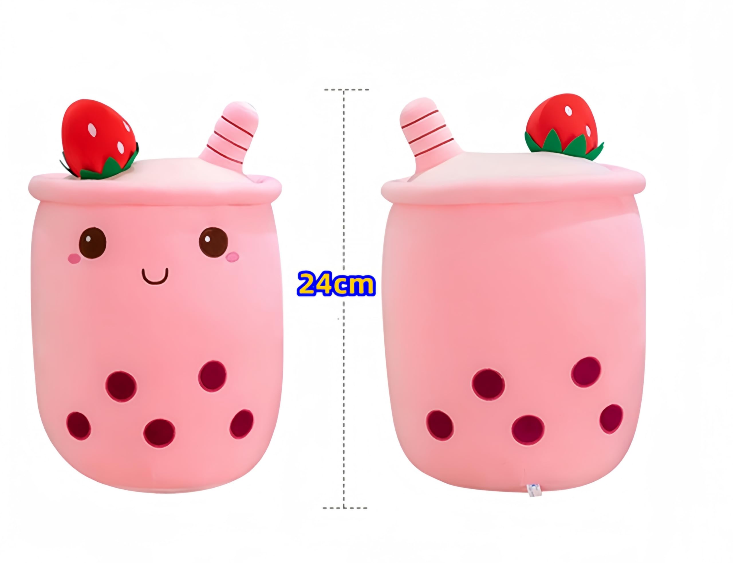 FSRONGXI 2 Pack Boba Plush, Stuffed Bubble Tea Plush Pillow Soft Cute Pearl Milk Tea Hug Pillows for Kids Girls Boys (Brown & Pink)