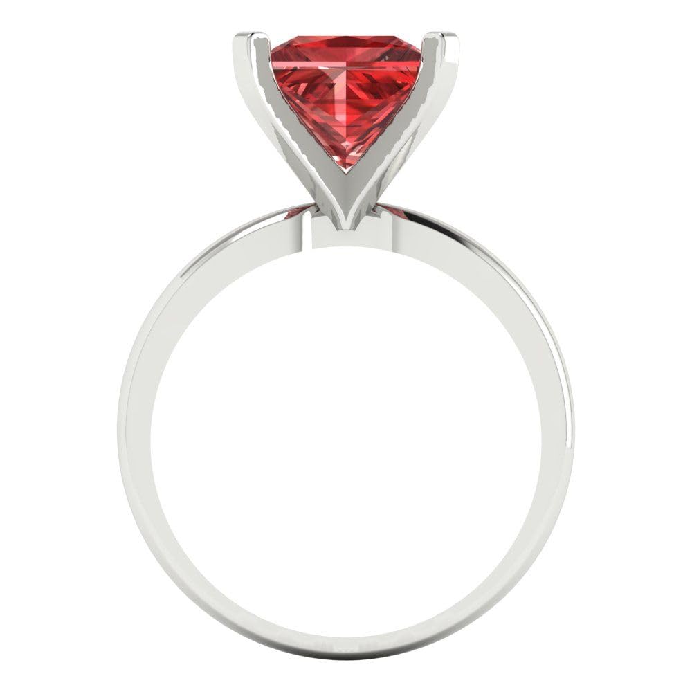 Clara Pucci 3.0 ct Princess Cut Solitaire Natural Garnet Bridal Wedding Anniversary Engagement Ring 14k White Gold