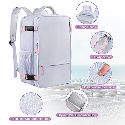 Sinaliy Large Travel Backpack for Women, 40L Carry On Backpack, 17 Inch Laptop Waterproof Backpack, College Bookbag, Backpack for Women, as Person Item Flight Approved