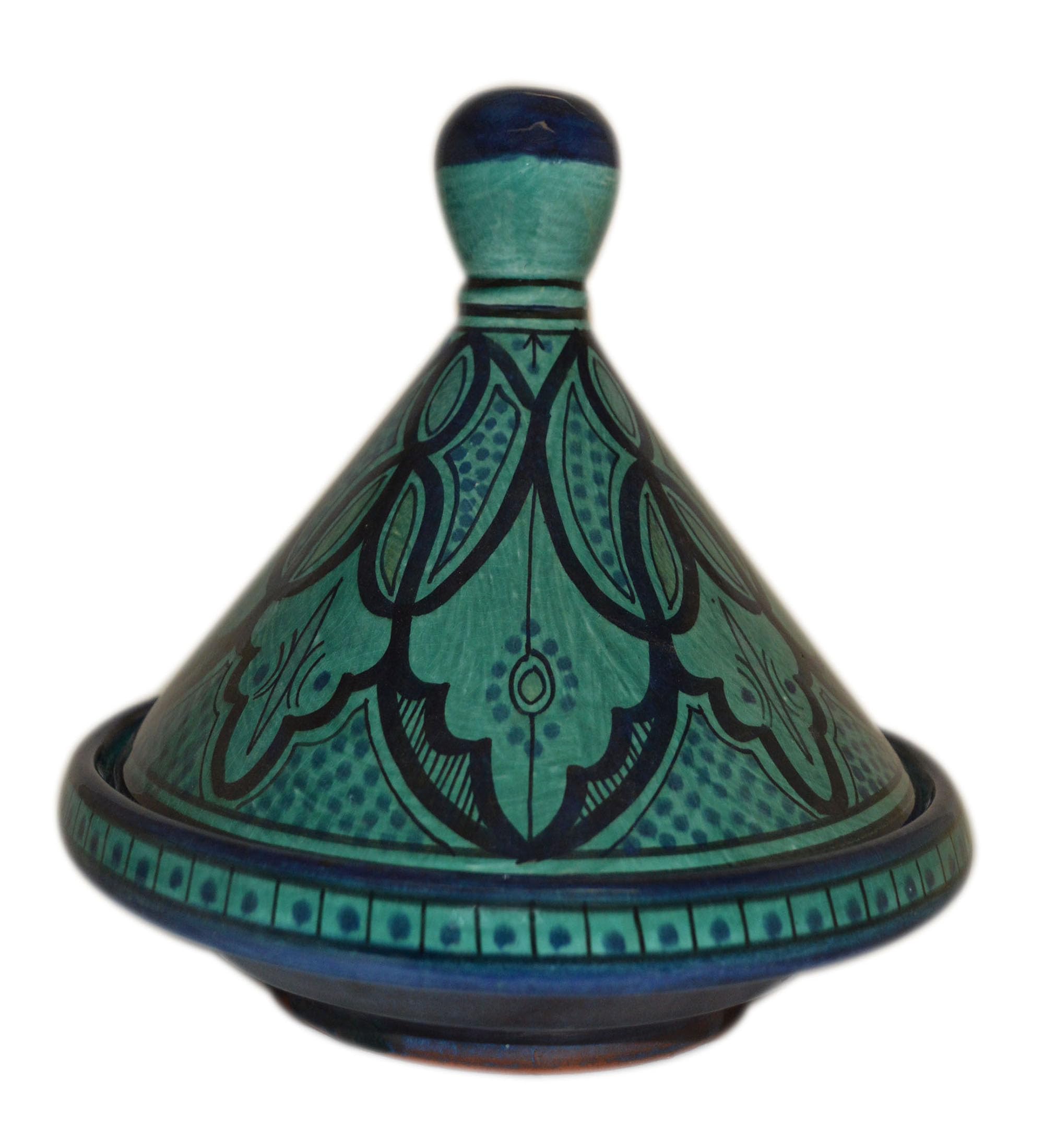 Moroccan Handmade Serving Tagine Exquisite Ceramic With Vivid colors Original 8 inches Across