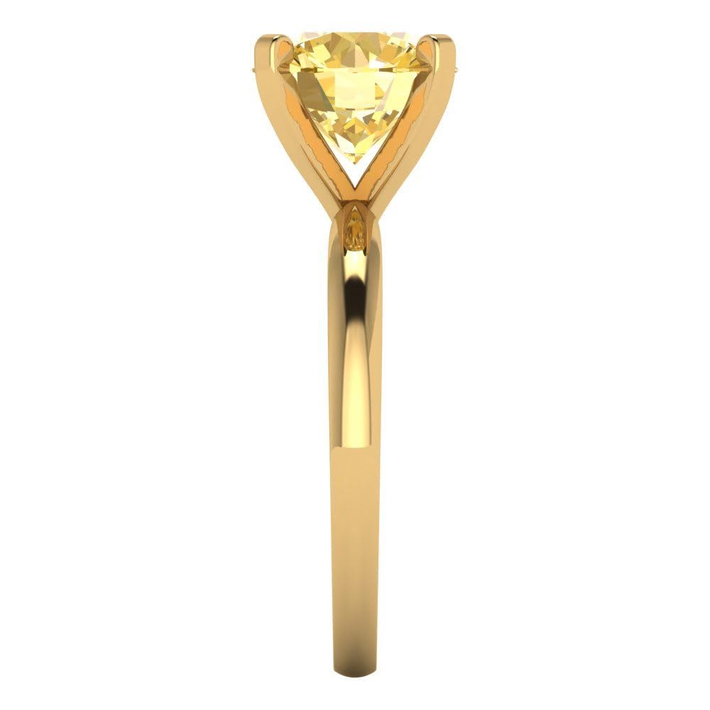 Clara Pucci 3.0 ct Round Cut Solitaire Natural Yellow Citrine Engagement Bridal Promise Anniversary Ring in 18K Yellow Gold Size 7.5