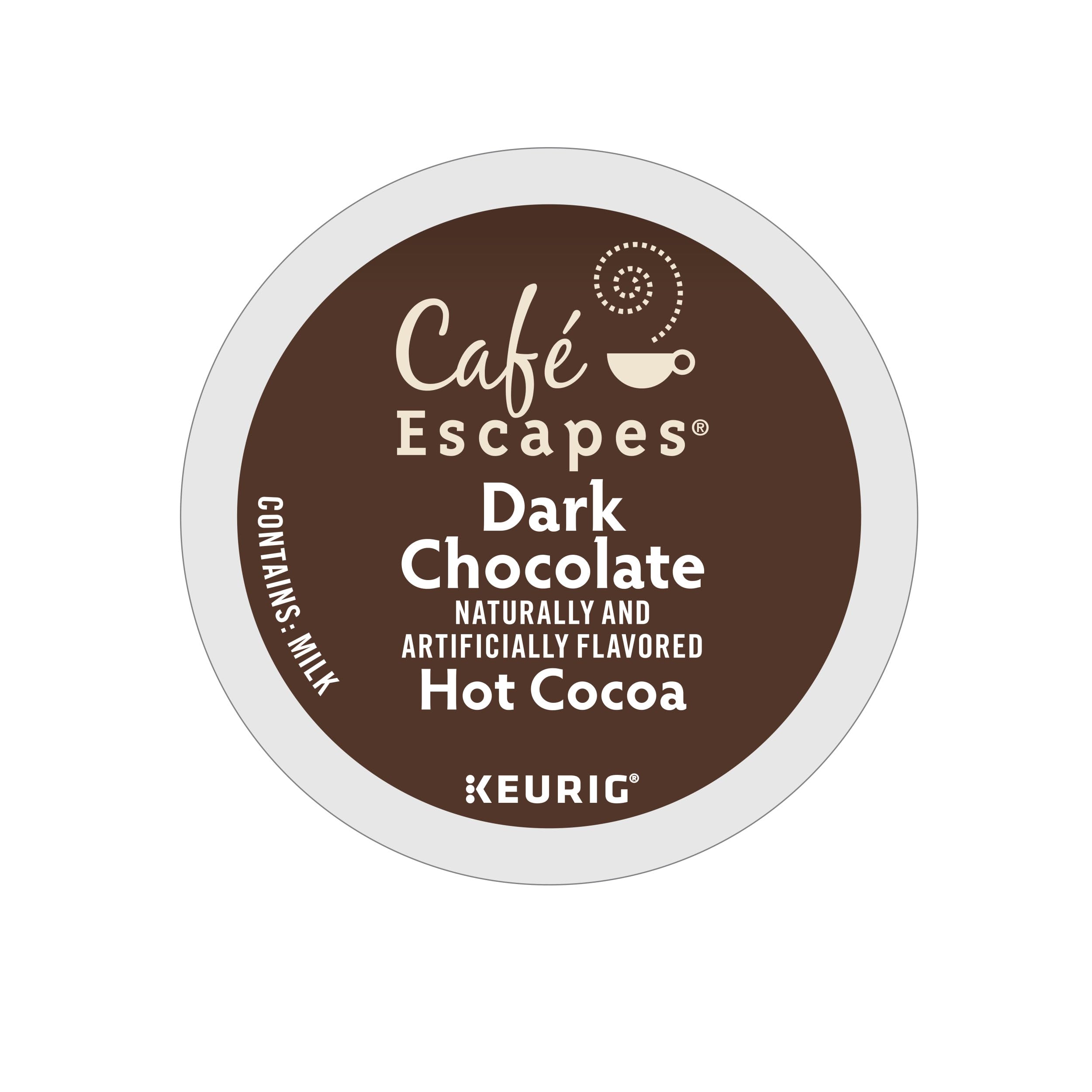 Cafe Escapes, Dark Chocolate Hot Cocoa, Single-Serve Keurig K-Cup Pods, 72 Count (3 Boxes of 24 Pods)