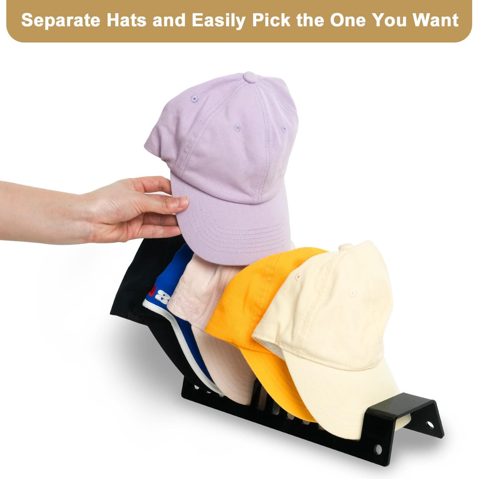FOLLOWIN Hat Stand Organizer for Baseball Caps,Acrylic Hat Holder for Closet Countertop Display,2 Pack Baseball Caps Display and Organizer,Holds 24 Hats,Clear