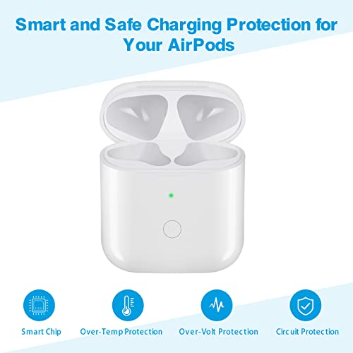 Wireless Charging Case Compatible with AirPods 1&2, Charger Replacement for Air Pods 660mAh Battery and Bluetooth Pairing Button, NO Earbuds, White, Standard