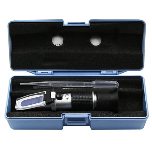 KYKYK Refractometer, 4 in 1 Automotive Antifreeze Tester ATC Refractometer Antifreeze Coolant Test Engine Fluid Propylene Ethylene Glycol Test for Fruit, Homebrewing, Juice, Vegetables