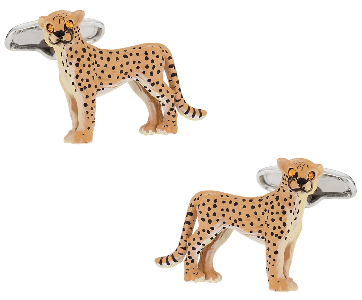 Cuff-Daddy Painted Cheetah Cufflinks with Travel Presentation Gift Box