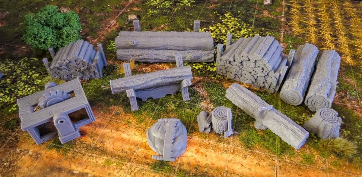 Washhouse and Woodcutter 28mm Scale Building for Medieval and Fantasy Village, DND Terrain 28mm for Dungeons and Dragons, D&D, Pathfinder, RPG, Age of Sigmar, Tabletop