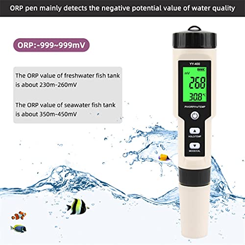 GHGHF 4 in 1 PH/H2/TEMP/ORP Meter Hydrogen Concentration Tester Digital Water Quality Tester PH Redox Monitor for Pool Aquarium