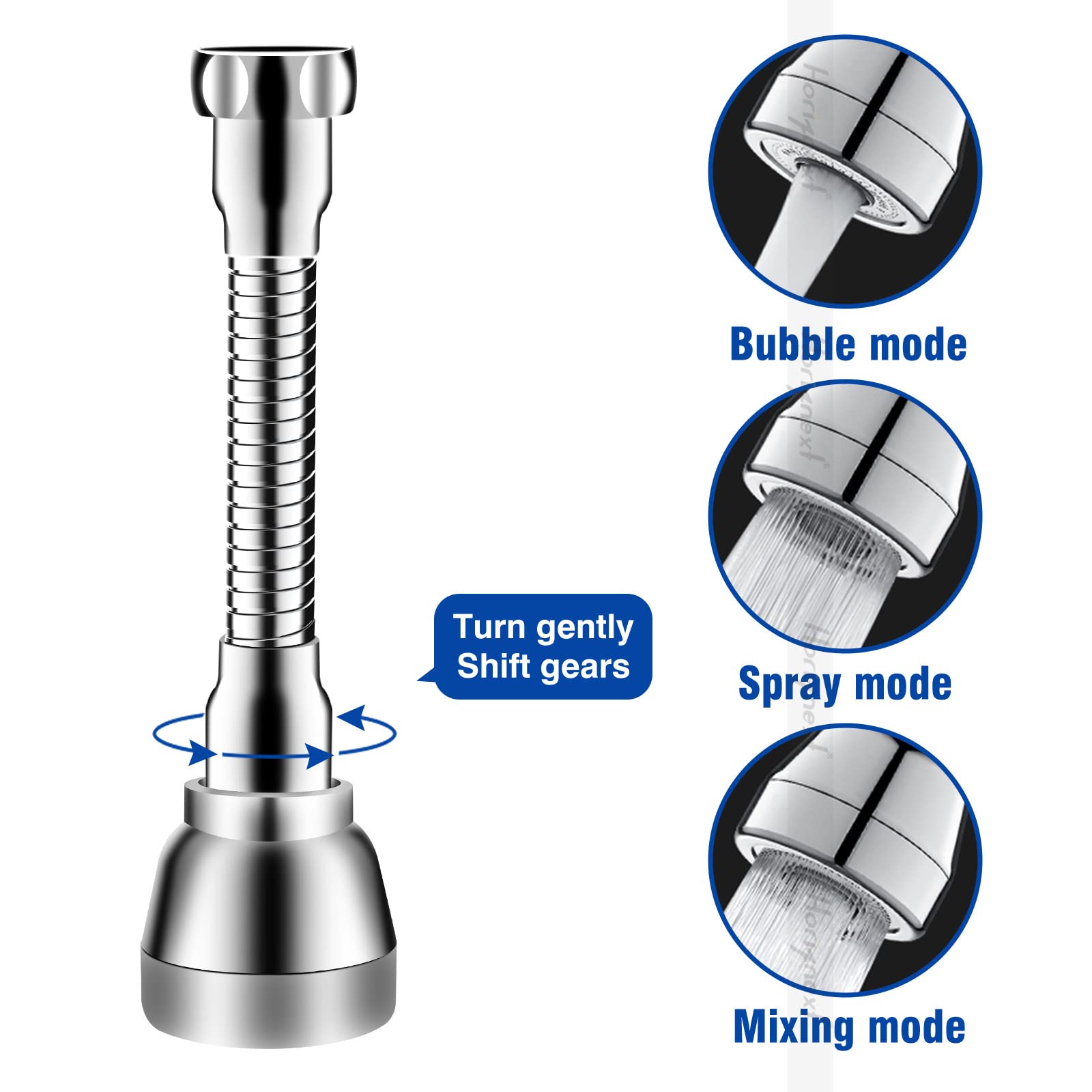 Horiznext 360° big angle swivel faucet aerator, for home kitchen bathroom sink tap head (with movable hose adapter attachment),high pressure bathtub nozzle rotate replacement