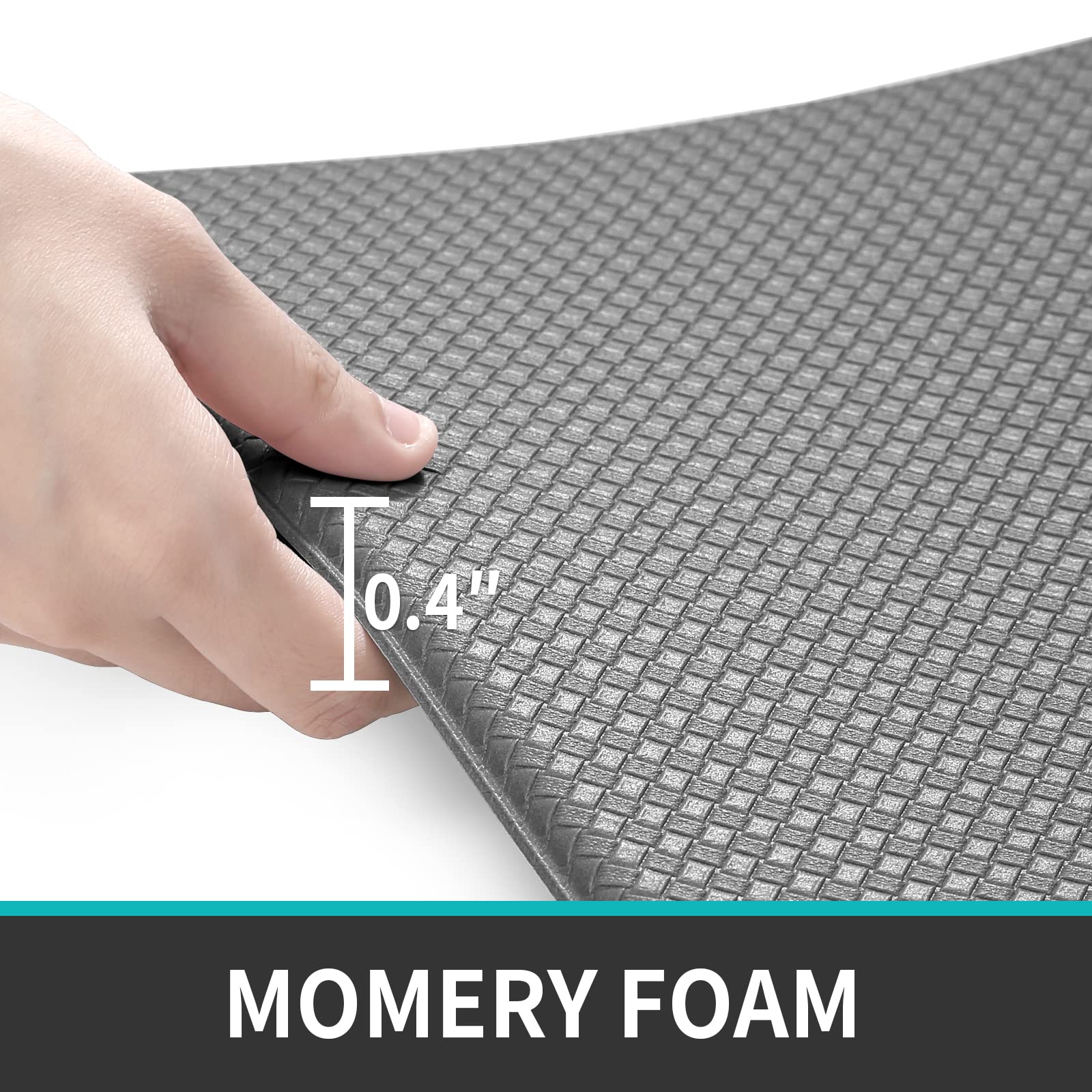 DEXI Kitchen Rugs Anti Fatigue Cushioned Comfort Standing Mats 2 Pieces Set Waterproof Runner Mats Easy to Clean 17"x59"+17"x79" Grey