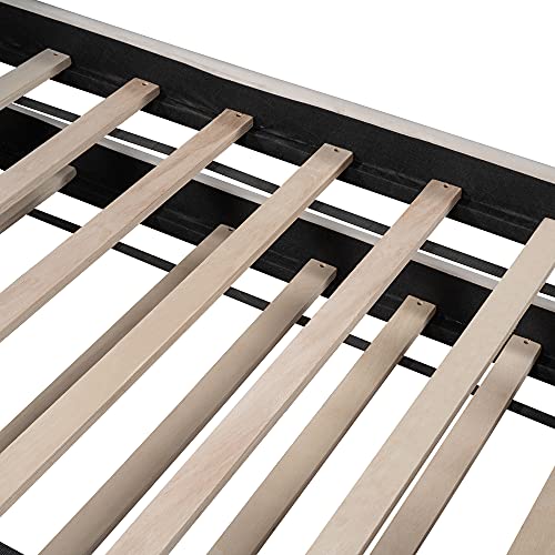 Harper & Bright Designs Twin Daybed with Trundle Bed, Twin Size Upholstered Daybed with Wood Slat Support, Upholstered Tufted Sofa Bed, No Box Spring Needed (Twin, Beige)