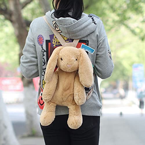 Kmiunty Cute Plush Animal,Rabbit Backpack with Adjustable Straps (Khaki)