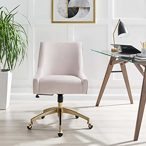Modway Discern Performance Velvet Swivel Office Chair in Pink