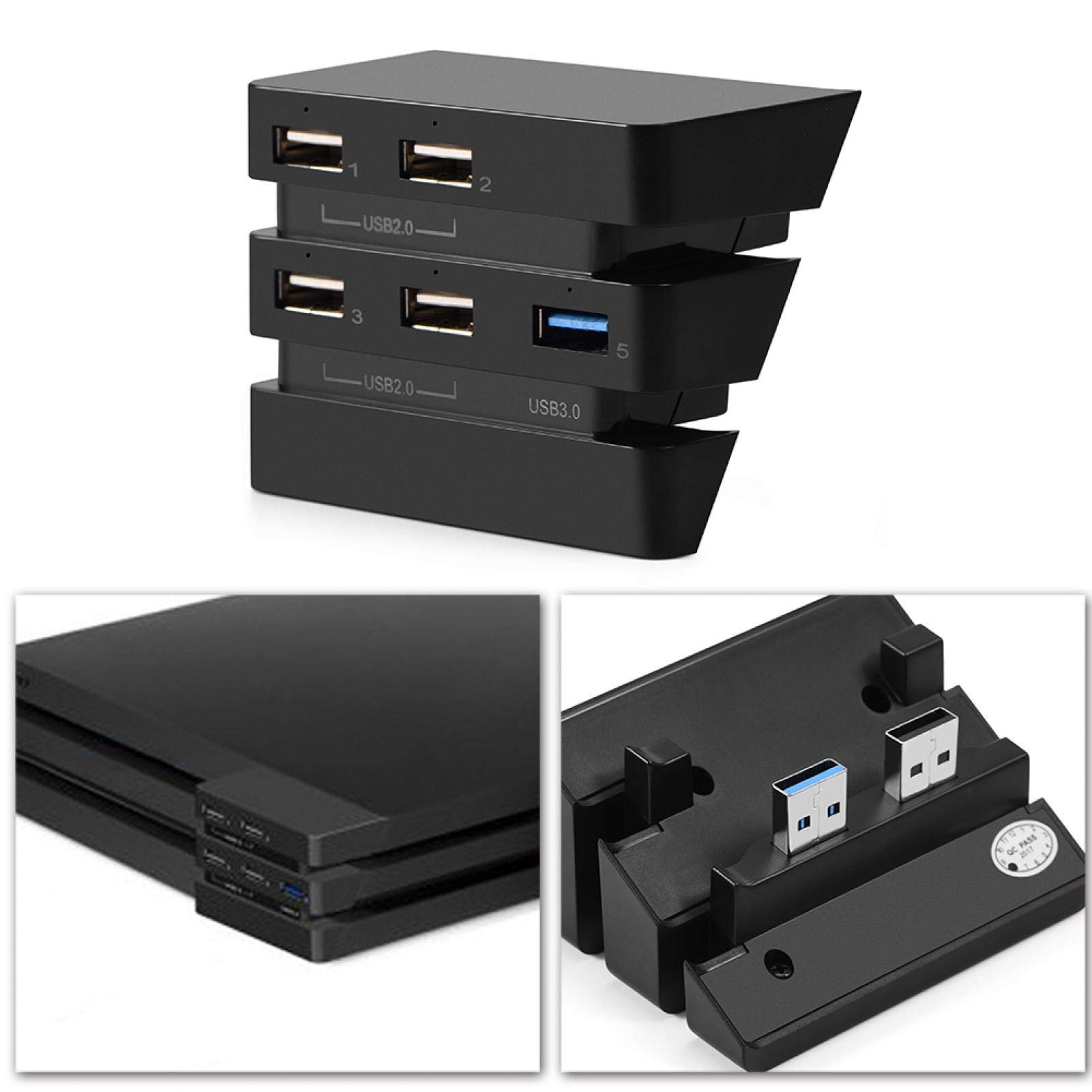 Santing ABS USB Hub, Professional Multi-Port USB Hub, with LED Indicators for Ps4 Pro Console Easy Installation Ps4 Pro Default