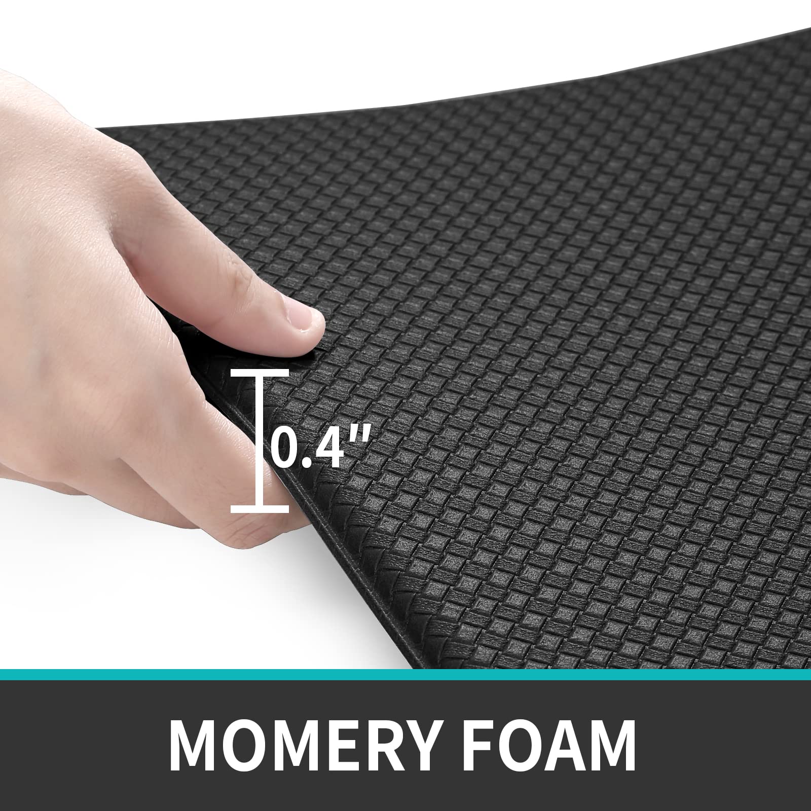DEXI Kitchen Rugs Anti Fatigue Cushioned Comfort Standing Mats 2 Pieces Set Waterproof Runner Mats Easy to Clean 17"x59"+17"x79" Black