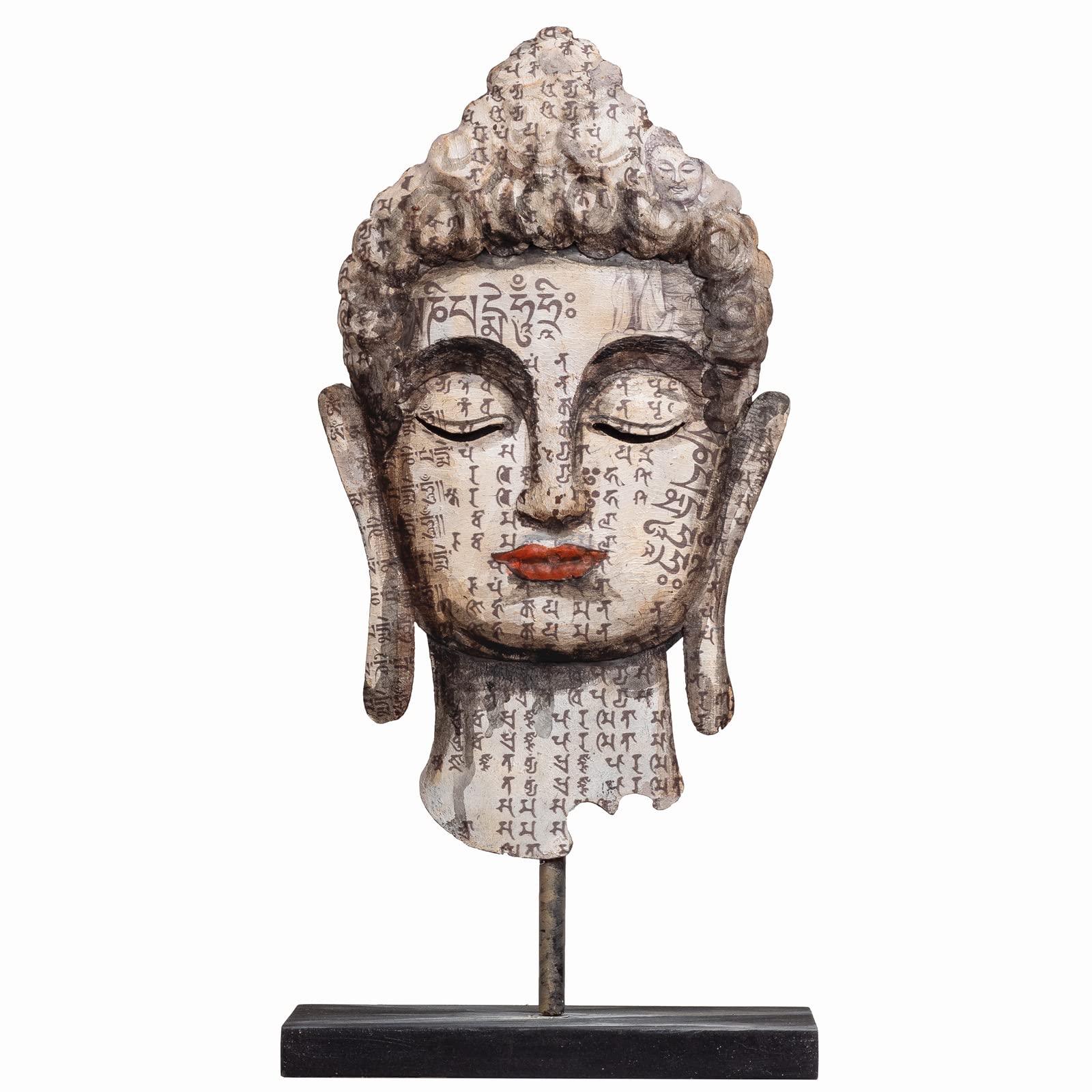 SunBlogs Art Handmade and Hand-Painted Buddha Bust Statue, 16” H Zen Buddha Sculpture Handicraft, Rustic Metal Art Decor for Home Decorations (Style 1)