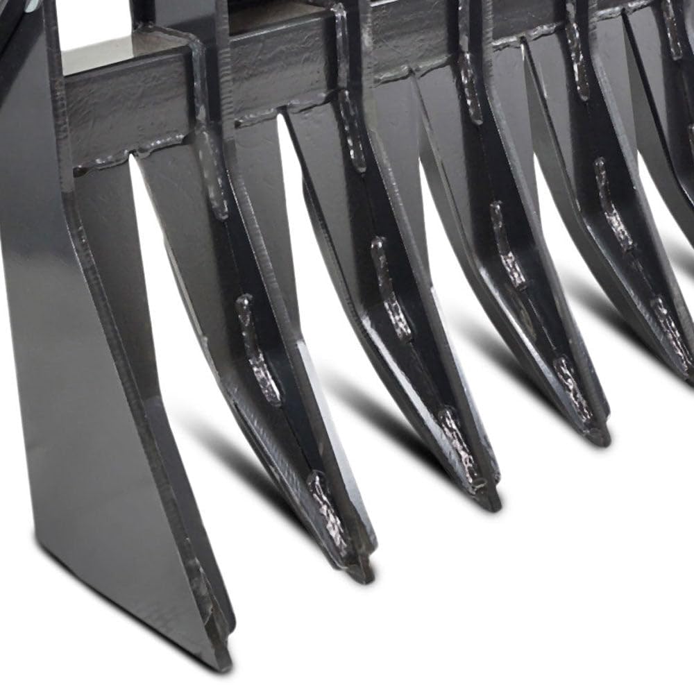 Titan Attachments Skid Steer Root Rake Attachment 60in Wide, Universal Quick Tach Hookup, Root Clearing Brush Rake, Land Clearing Site Prep Implement, Roll Debris, Silage, Brush to Burn Pile