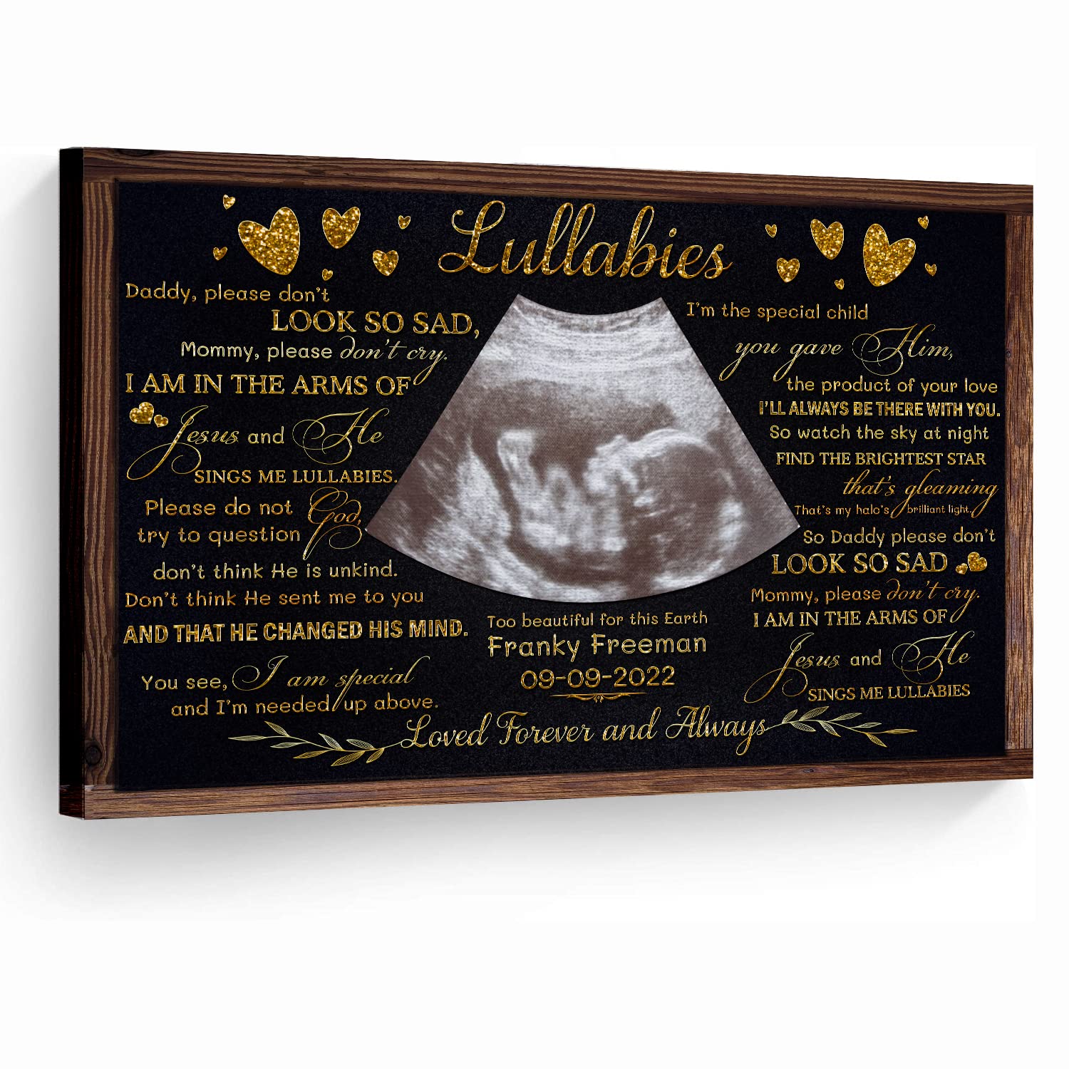 HANIKID Personalized Baby Memorial Canvas Too Beautiful For This Earth Wall Art Poster Gift For Loss Of Stillborn Infant Miscarriage Child In Loving Memory Remembrance Sympathy Idea For Grieving Mom