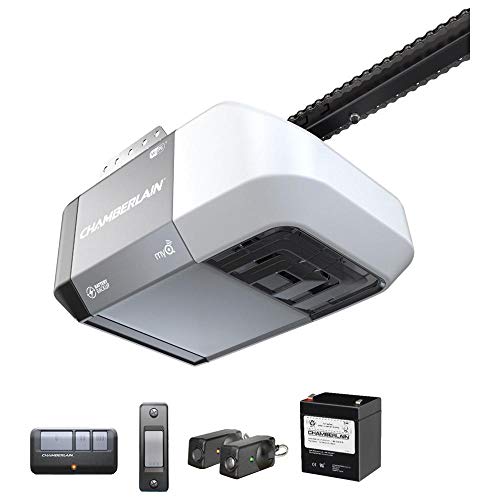 Chamberlain Smart Garage Door Opener with Battery Backup - Durable Chain Drive - myQ - Smartphone Controlled - Ultra Quiet with MED Lifting Power, Model C273T, Gray
