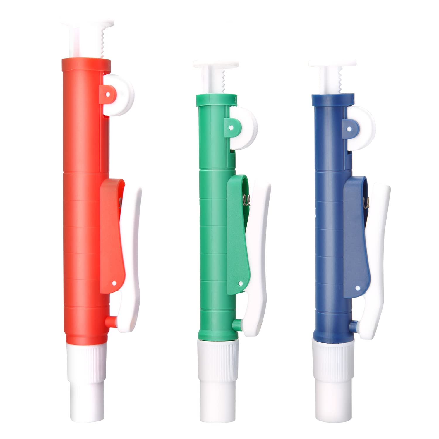 ONiLAB Pipette Pump,Set of 3 Lab Pipettes, 2ml Blue, 10ml Green, 25ml Red, Fit Plastic or Glass Pipettes…