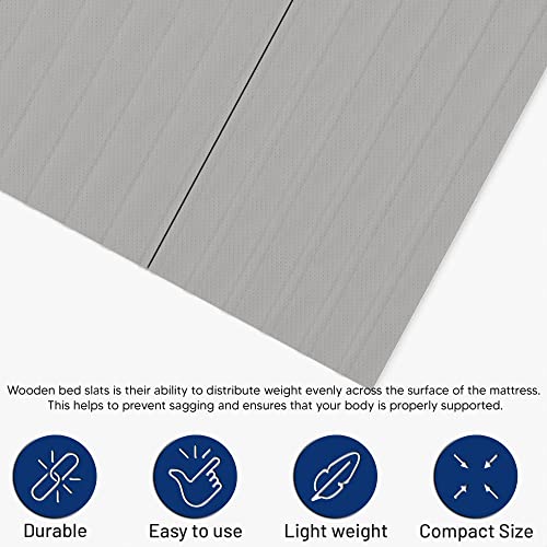 Greaton, 0.75-Inch Heavy Duty Vertical Wooden Bunkie Board/Bed Slats with Cover, Enhance Mattress Support, King, Grey