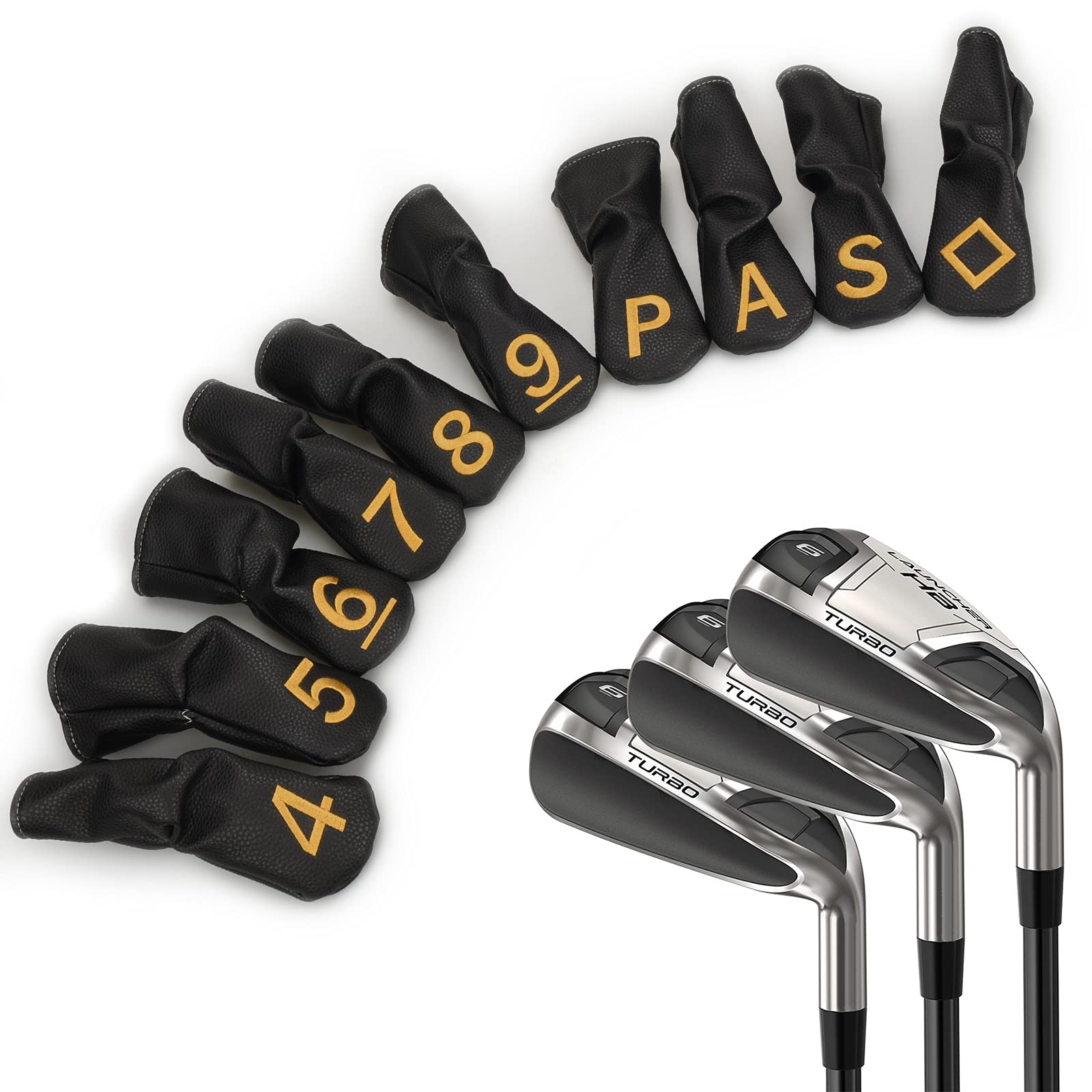 Craftsman Golf Black Hybrid Iron Head Covers with Large Gold No. (Not Custom)