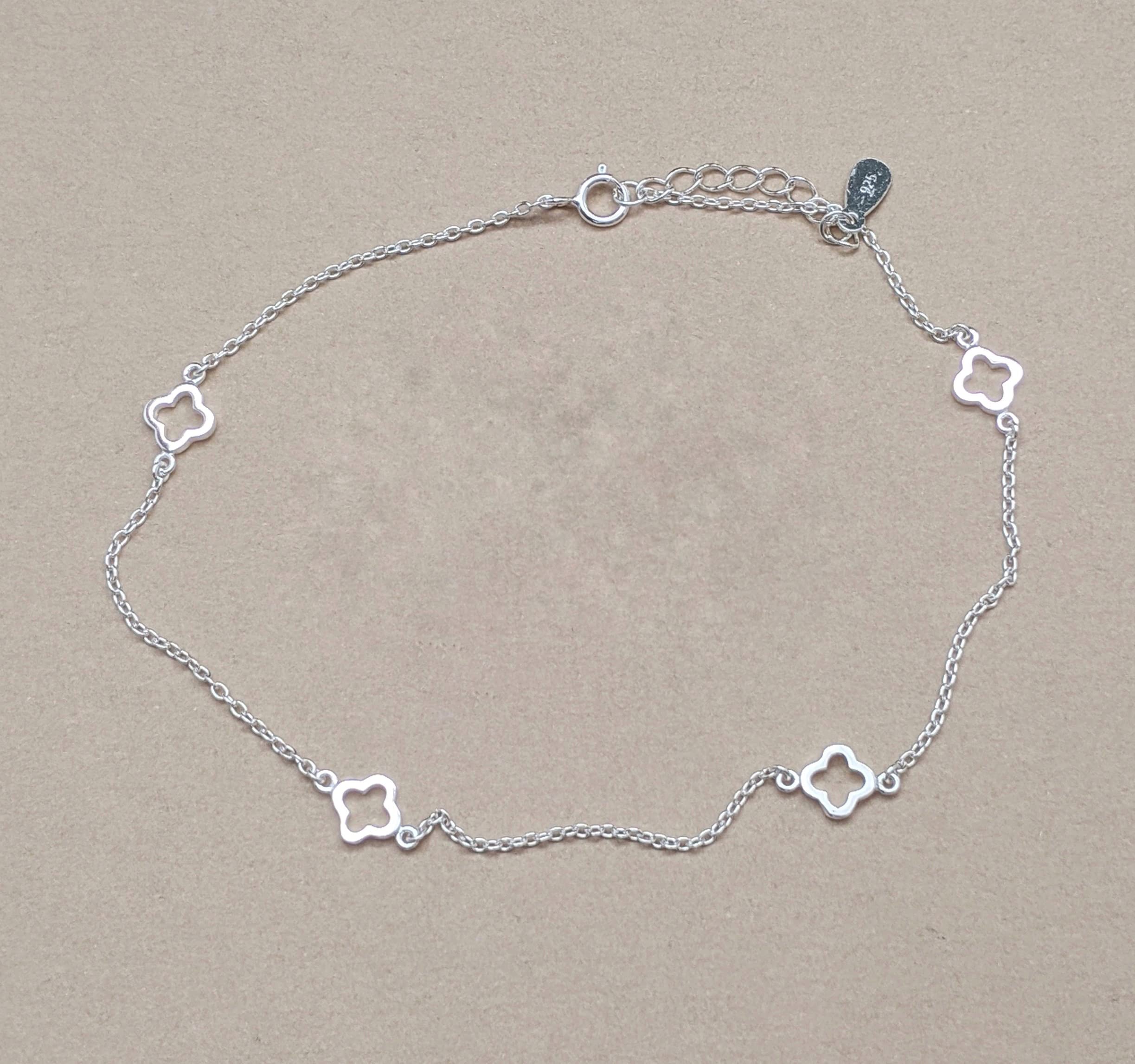 Clover Anklet Bracelet 925 Sterling Silver/Gift for Her/Summer Jewelry/Real Silver (Not Plated)